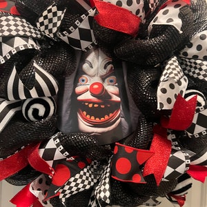 Halloween Clown Wreath, Front Door Halloween Wreath, Spooky Halloween ...