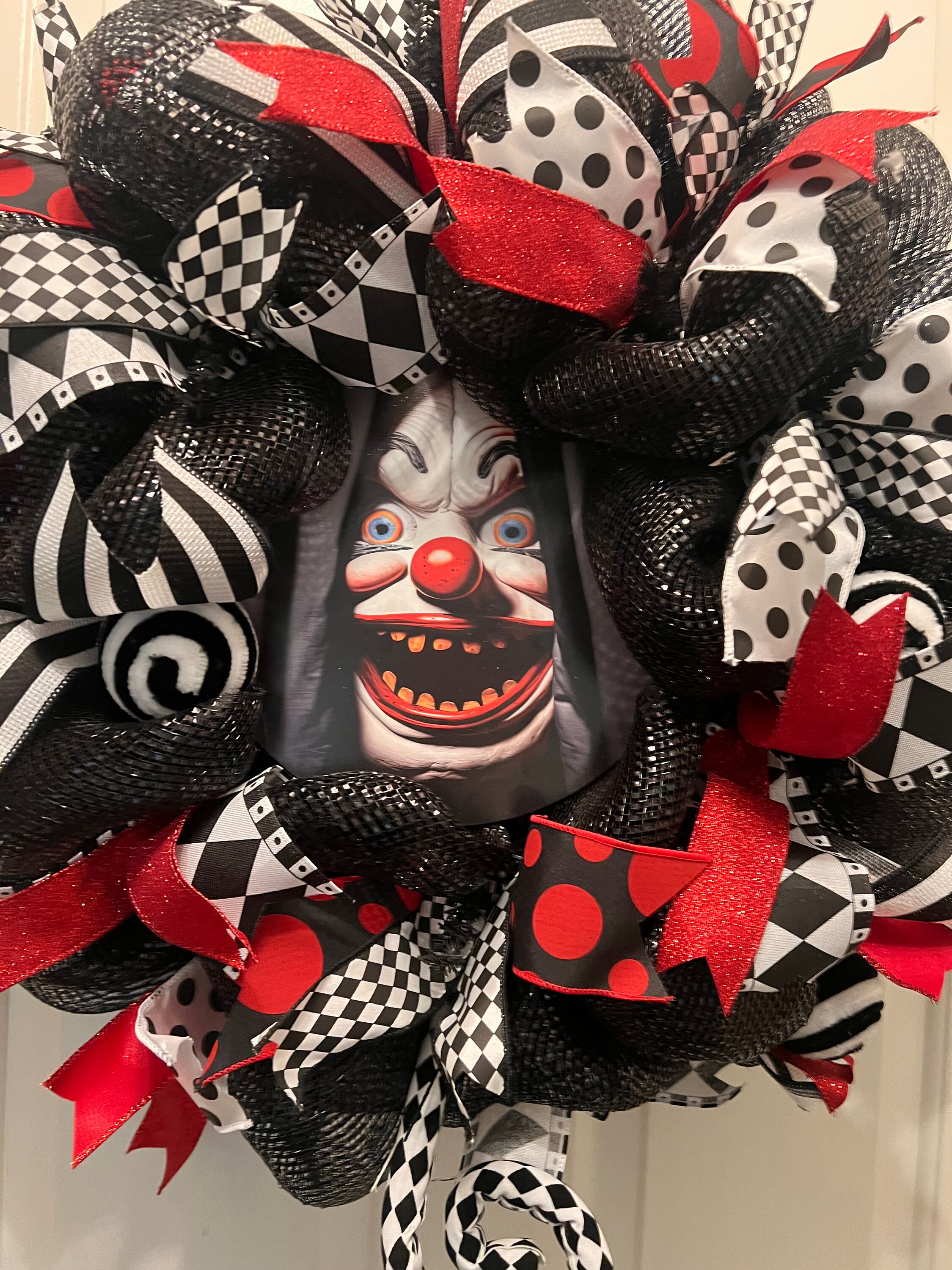 Halloween Clown Wreath, Front Door Halloween Wreath, Spooky Halloween ...