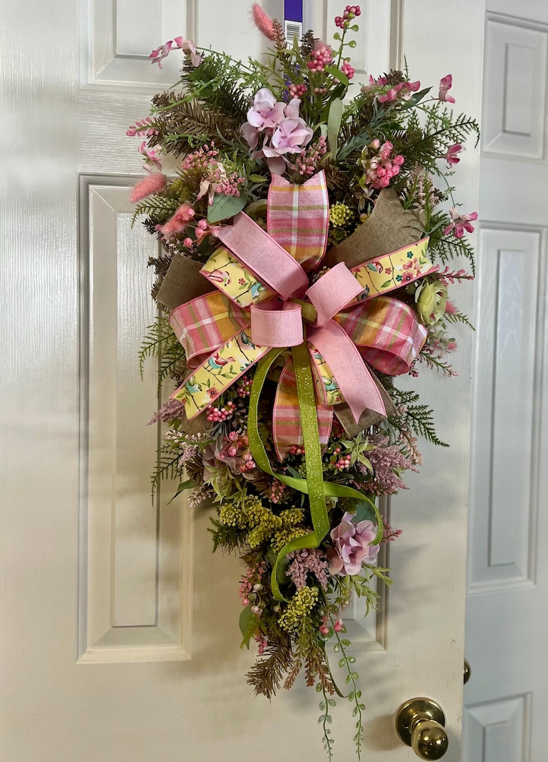 Spring Swag, Front Door Swag, Floral Spring Swag, Floral Swag, Mothers ...