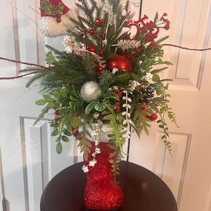 Christmas Floral Arrangement, Holiday Florals, Santa Boot Floral ...