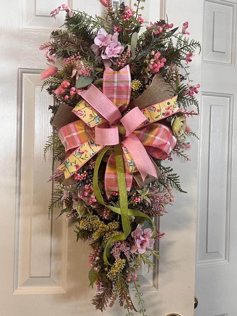 Spring Swag, Front Door Swag, Floral Spring Swag, Floral Swag, Mothers ...