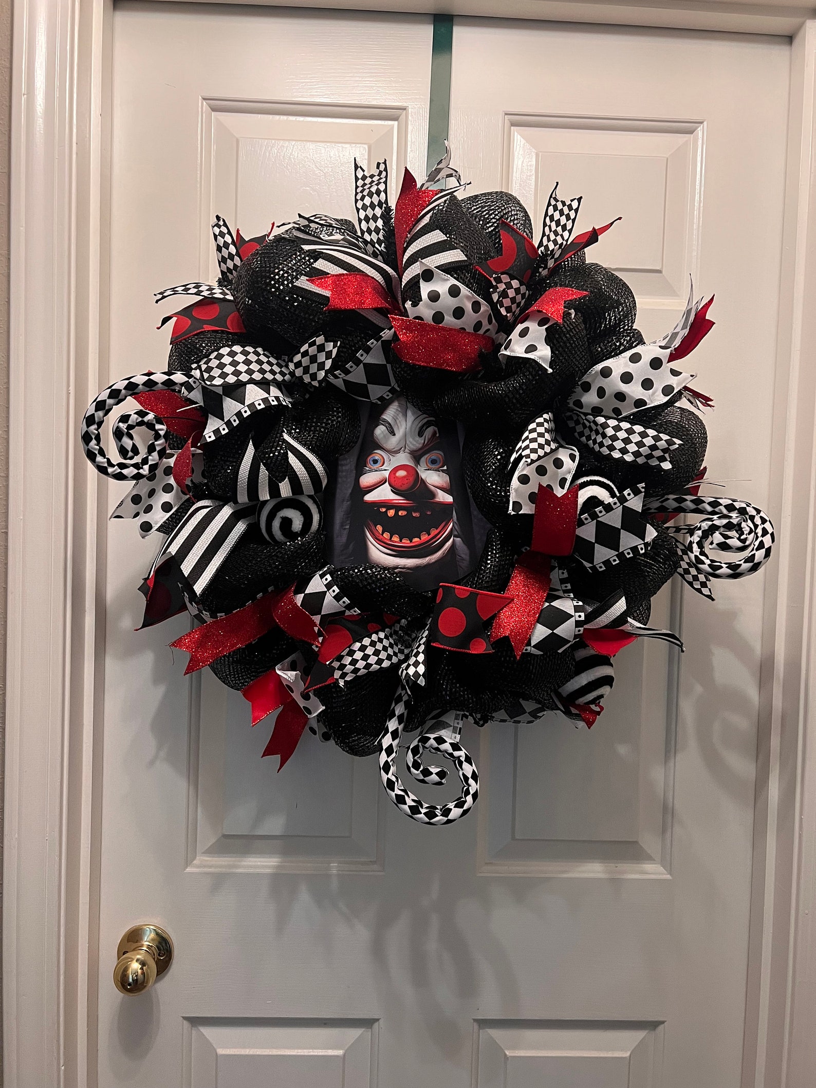 Halloween Clown Wreath, Front Door Halloween Wreath, Spooky Halloween ...