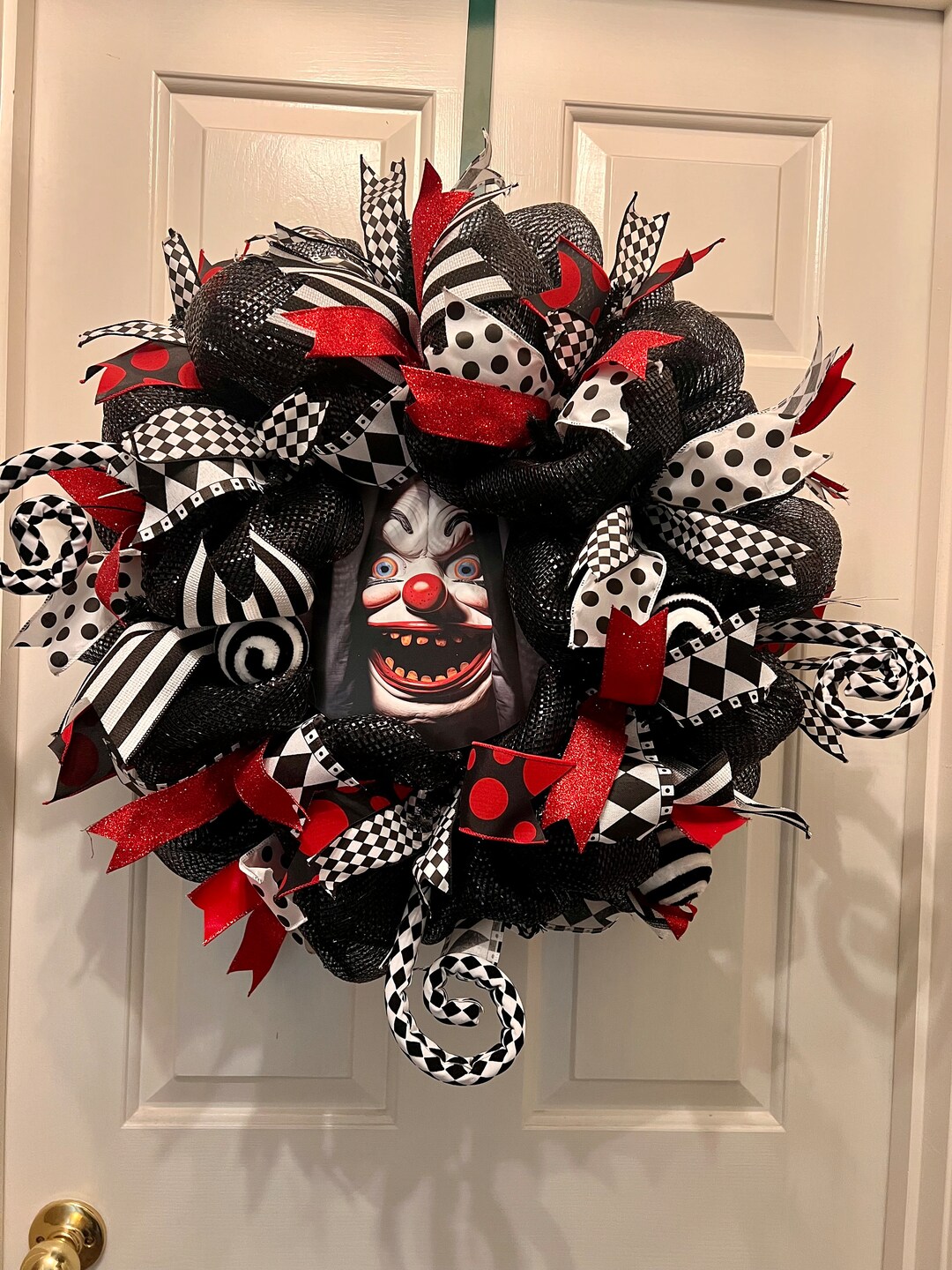 Halloween Clown Wreath, Front Door Halloween Wreath, Spooky Halloween ...