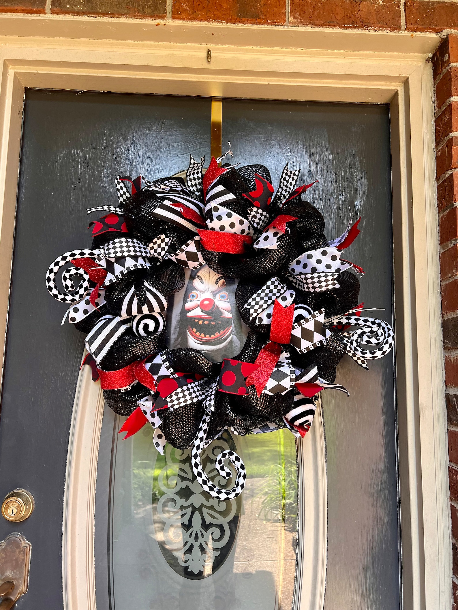 Halloween Clown Wreath, Front Door Halloween Wreath, Spooky Halloween ...