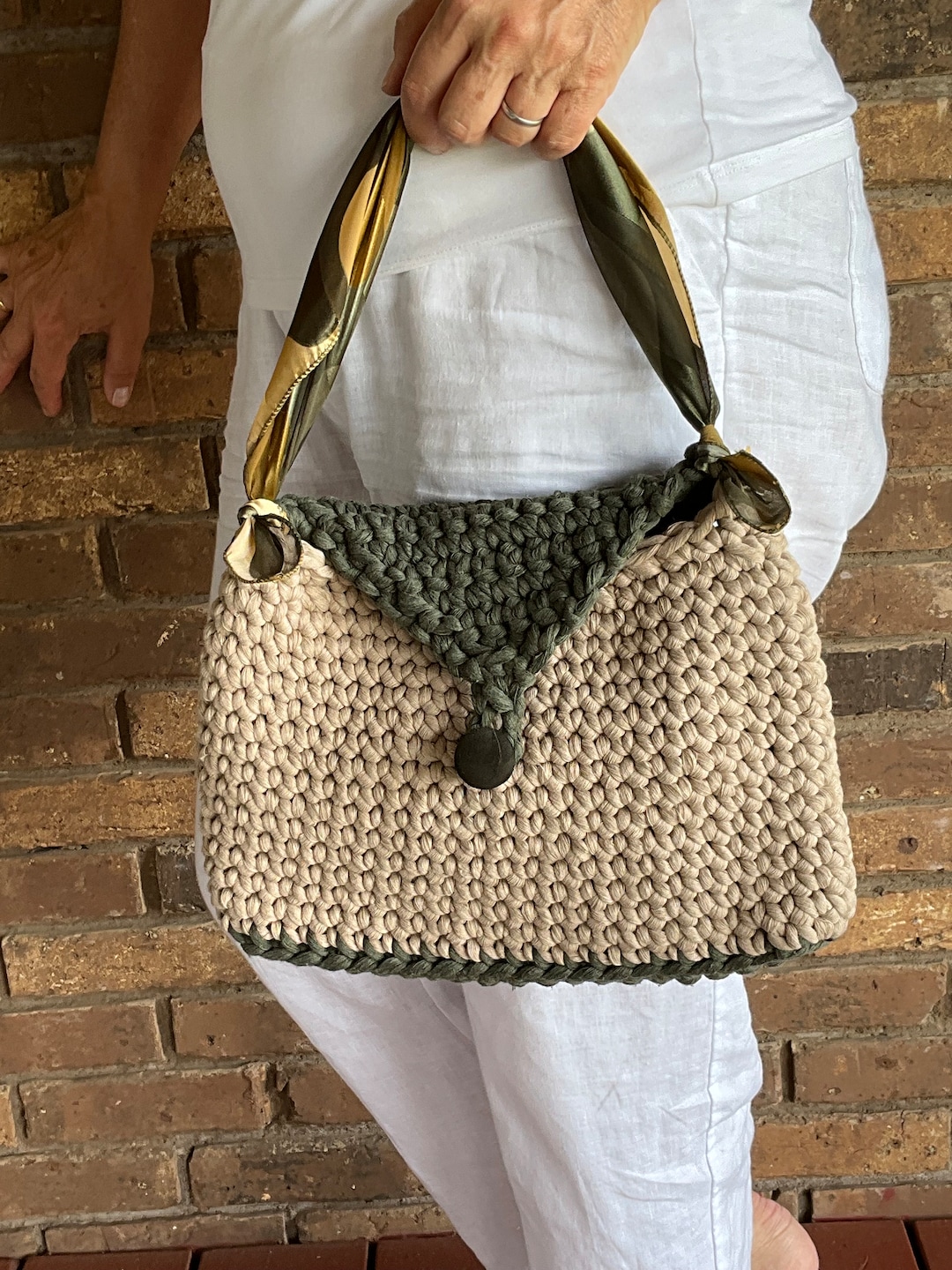 Italian Style 100% Cotton Hand Crocheted Bag - Etsy