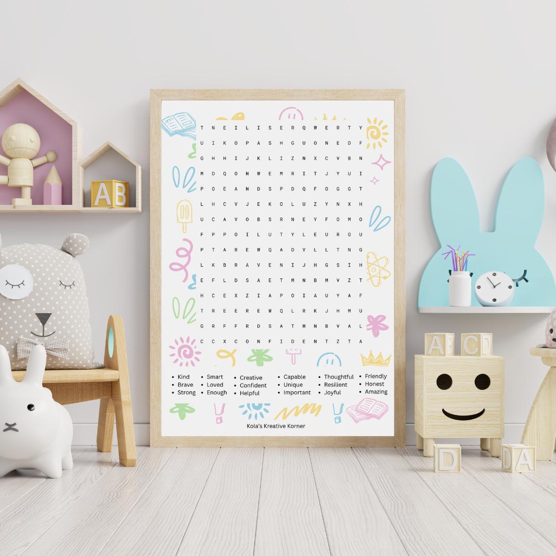 Positive Affirmation Word Search for Kids – Printable Puzzle With Kind ...
