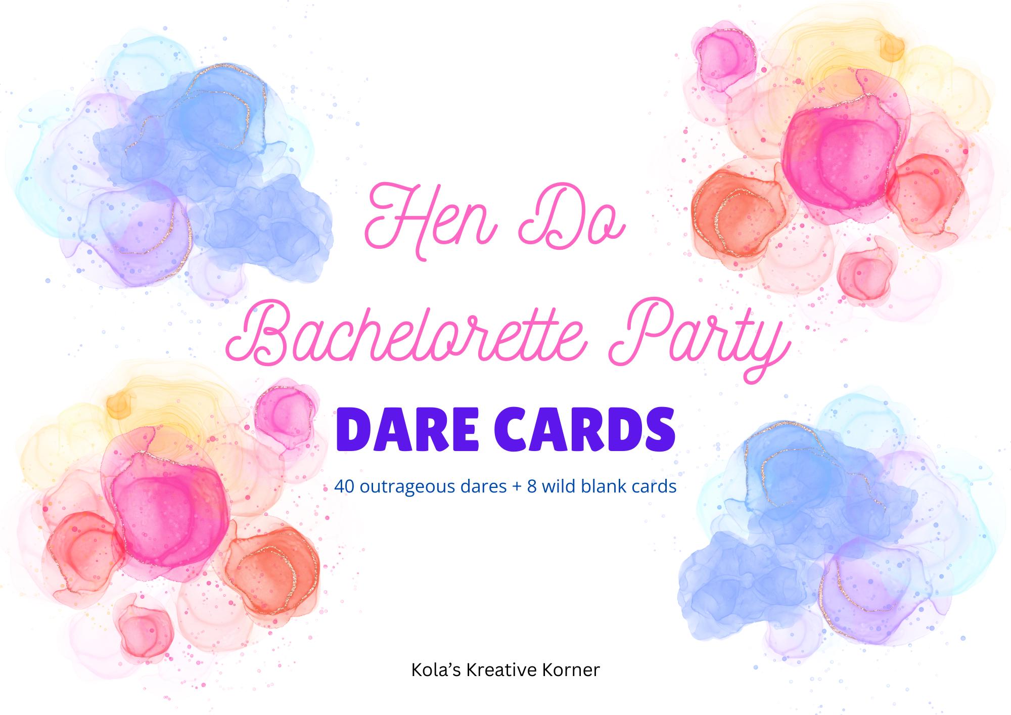 Bachelorette Party Dare Cards Printable – Hen Do Game – Fun Bar Dares ...