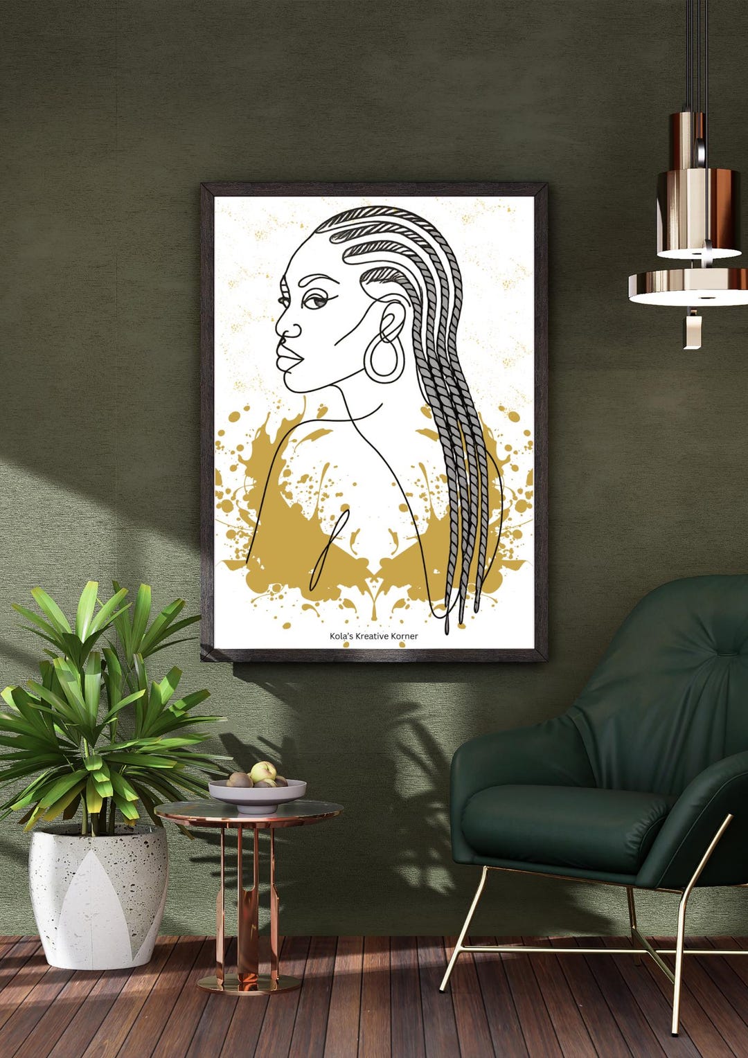 Cornrows Afrocentric Line Drawing | Black Woman Braids Wall Art ...