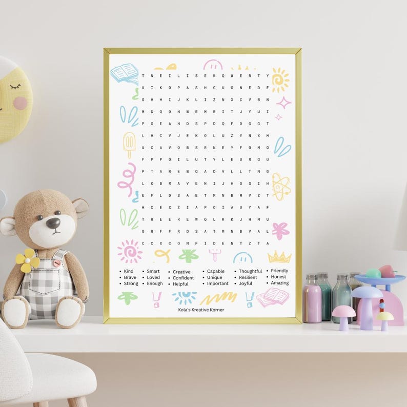 Positive Affirmation Word Search for Kids – Printable Puzzle With Kind ...