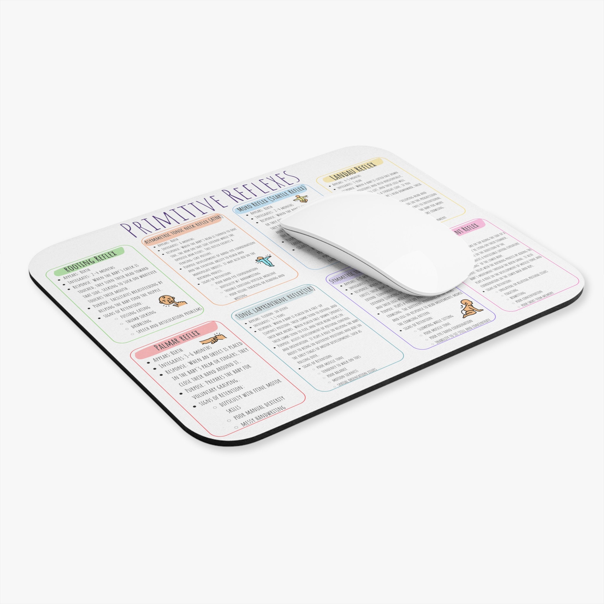 Primitive Reflexes Cheat Sheet Mouse Pad (rectangle); Therapy Office ...