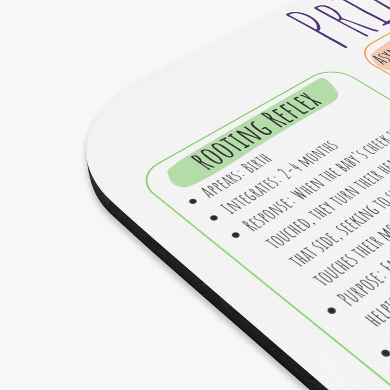 Primitive Reflexes Cheat Sheet Mouse Pad (rectangle); Therapy Office ...