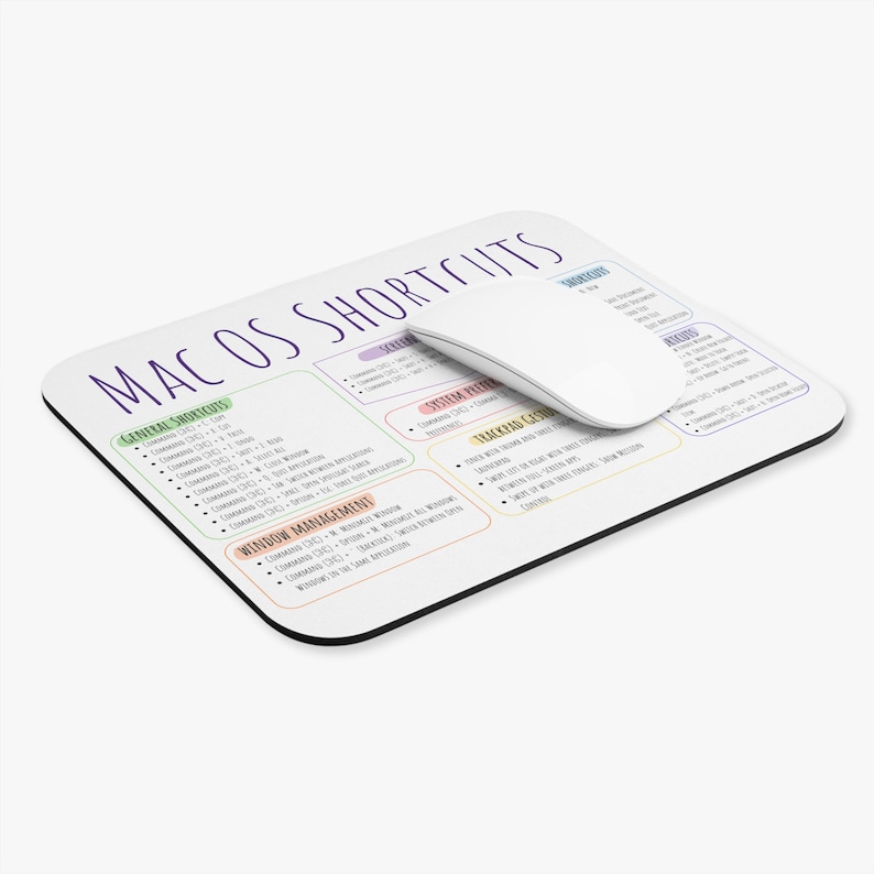 Mac Shortcuts Mouse Pad (rectangle), Keyboard Shortcuts, Cheat Sheet ...