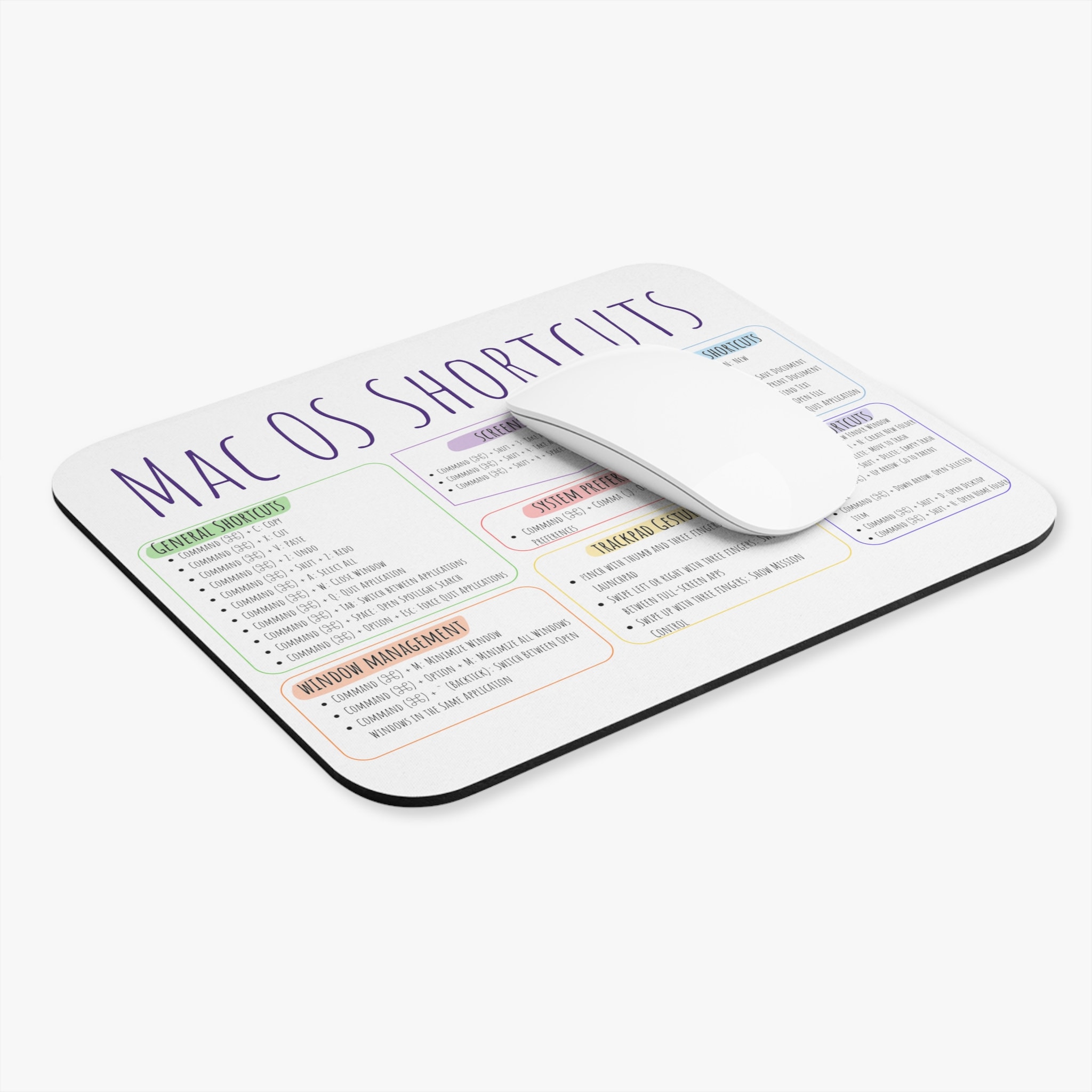 Mac Shortcuts Mouse Pad (rectangle), Keyboard Shortcuts, Cheat Sheet ...