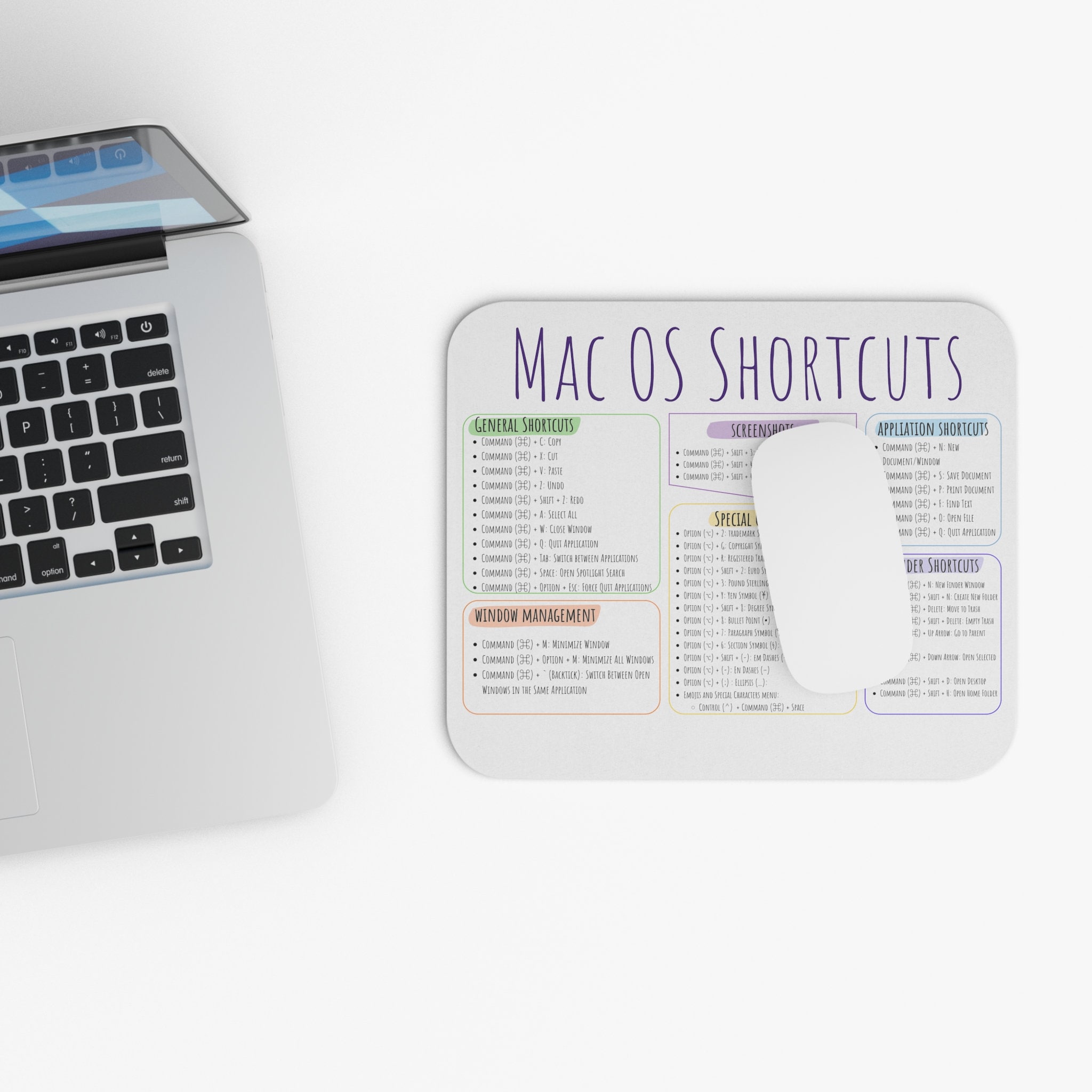Mac OS Keyboard Shortcuts Mouse Pad (rectangle) Version 2; Mac Keyboard ...