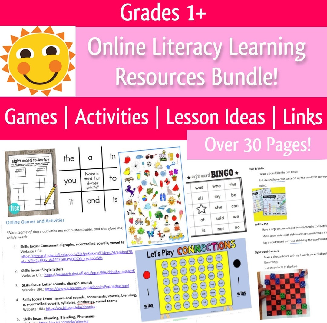 Online Literacy Teaching Resources Bundle (grade 1+): Games ...