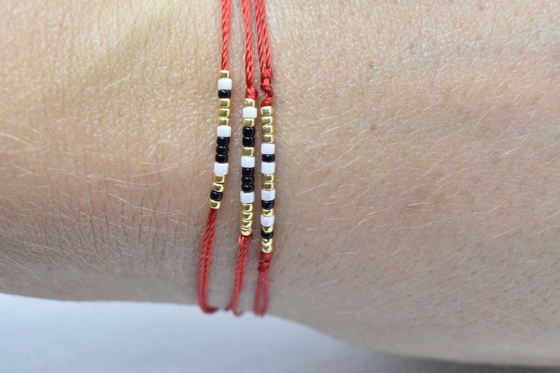 Set of Three Morse Code Bracelets, Tripple Bracelet Faith Love Hope, Morse Code Jewelry, Red ...