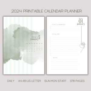 2024 Calendar, Printable Daily Planner 2024, Each Page is a Day, Year ...