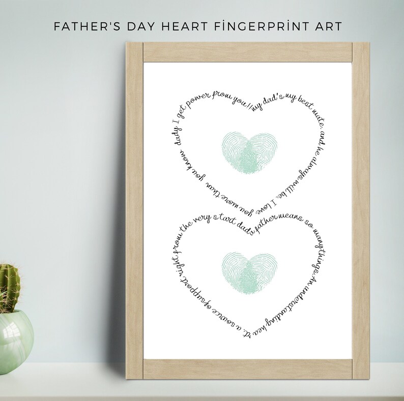 Father's Day Heart Fingerprint Art | Printable | Gift for Dad | DIY ...