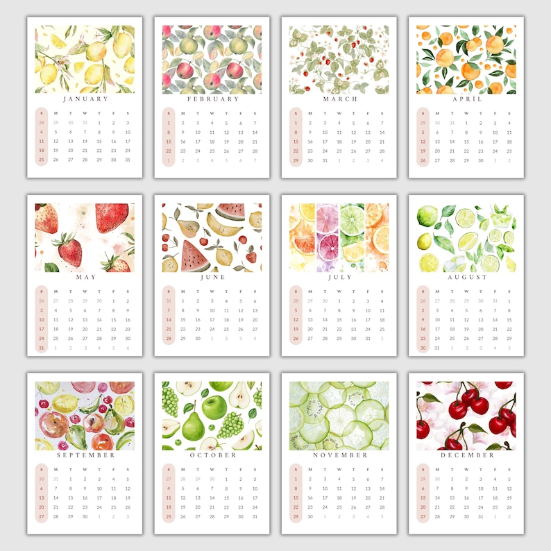 2026 Mini Monthly Watercolor Desk Calendar 5×7 | PDF | Digital Download ...