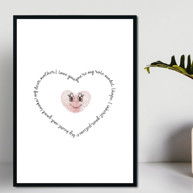 Mother's Day Heart Fingerprint Art: DIY Gift (PDF & JPEG) - Etsy