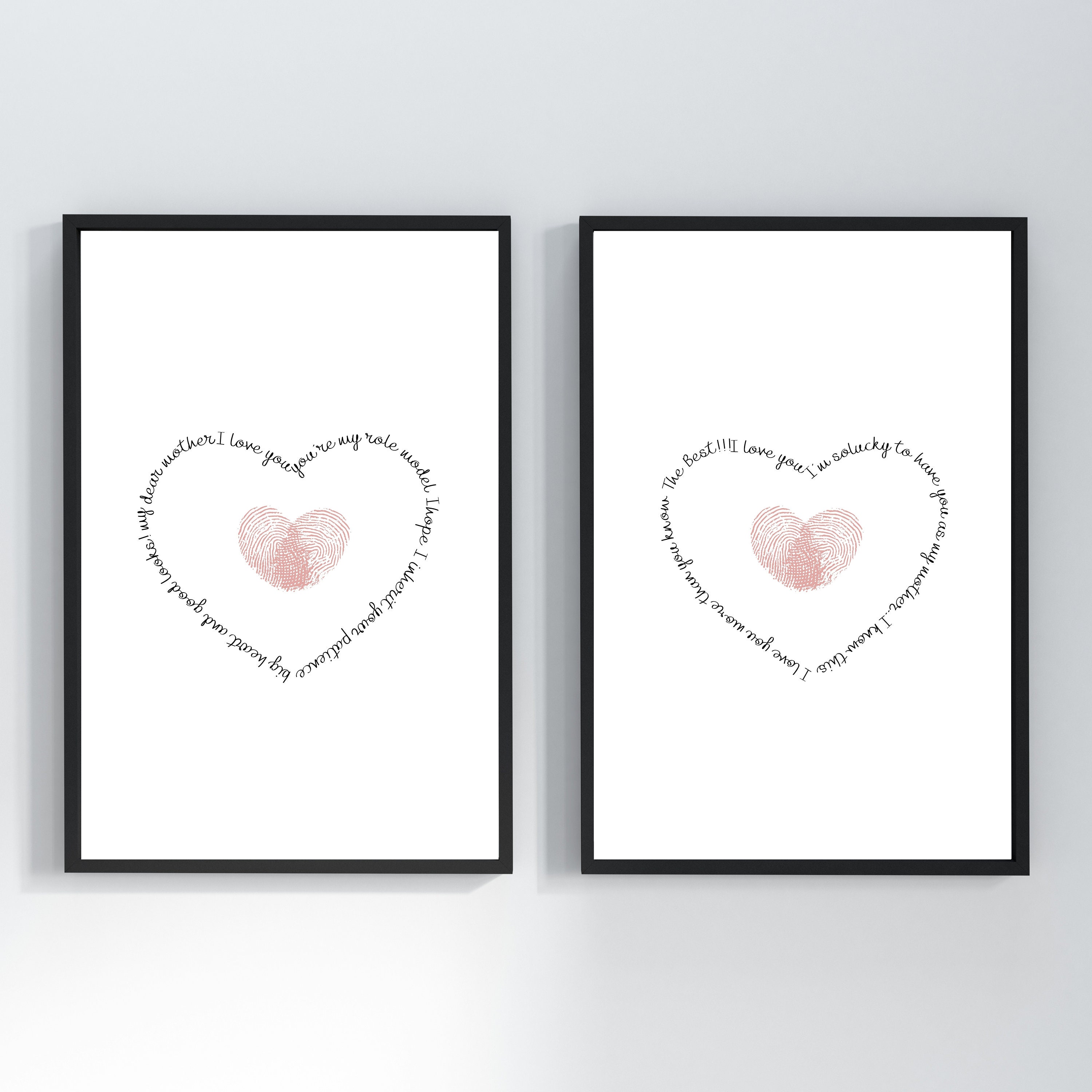 Mother's Day Heart Fingerprint Art | Printable | Gift for Mom | DIY ...
