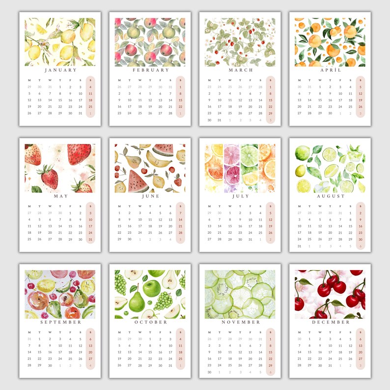 2026 Mini Monthly Watercolor Desk Calendar 5×7 | PDF | Digital Download ...