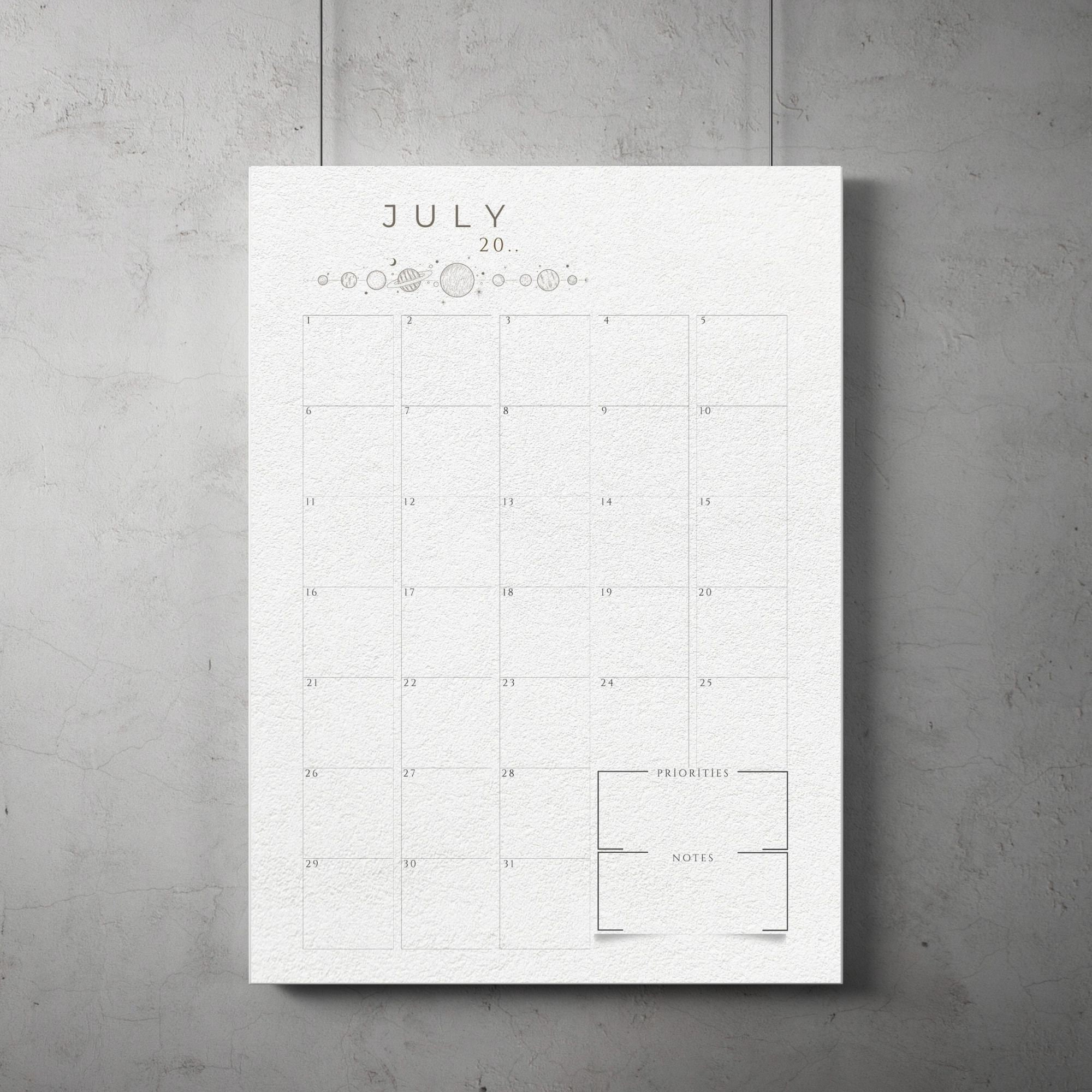 Minimalist Monthly Calendar Printable, Undated Calendar, Can Be Used ...