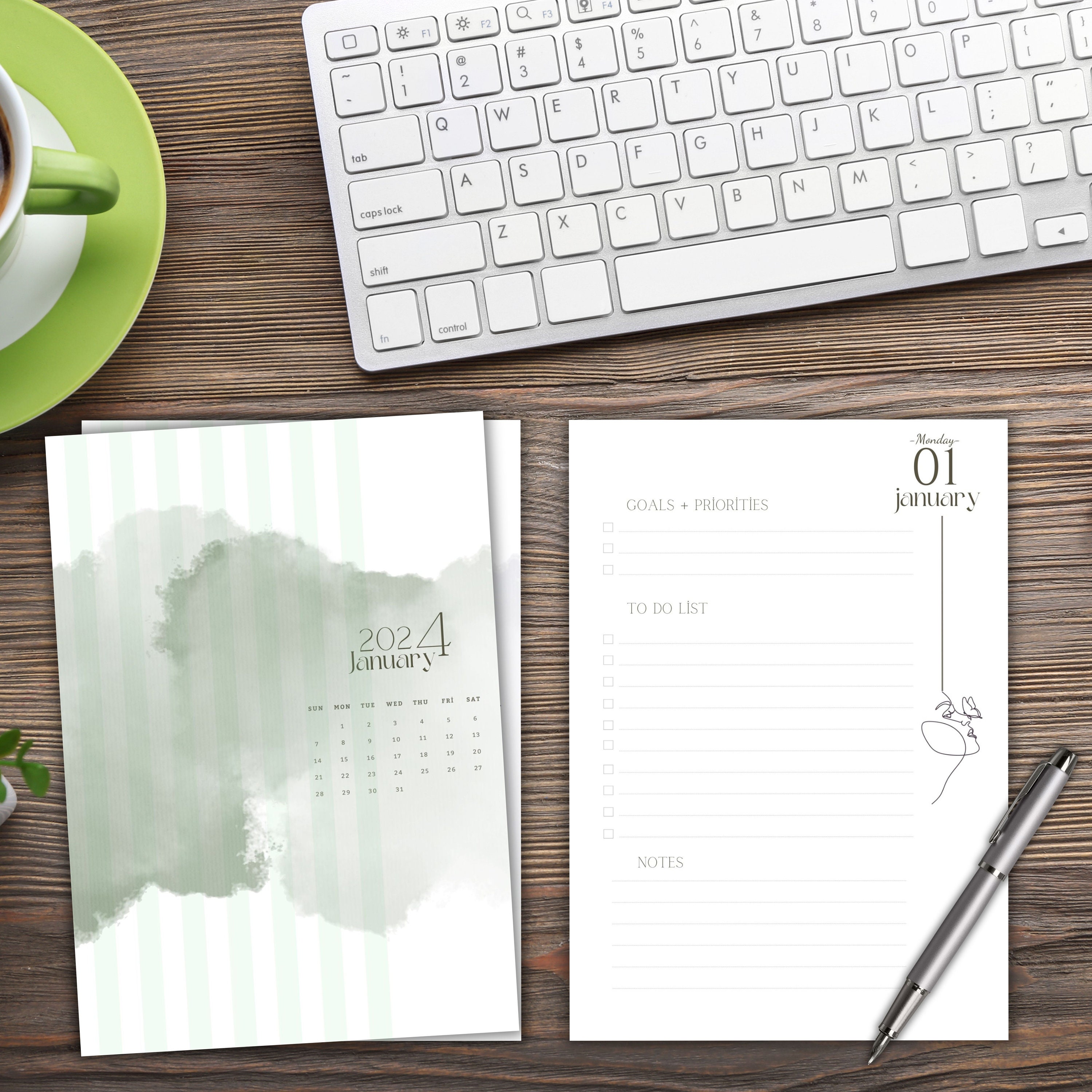 2024 Calendar, Printable Daily Planner 2024, Each Page is a Day, Year ...