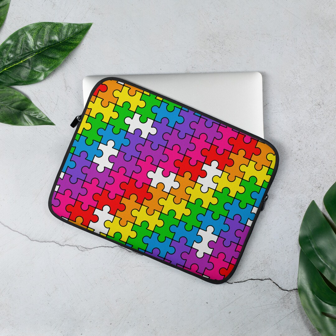 Rainbow Puzzle Pattern Laptop Sleeve, 13" - 15", Computer Case, Macbook ...