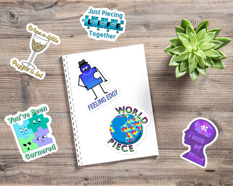 Funny Puzzle Pun Sticker 6 Pack Set of Vinyl Stickers - Etsy