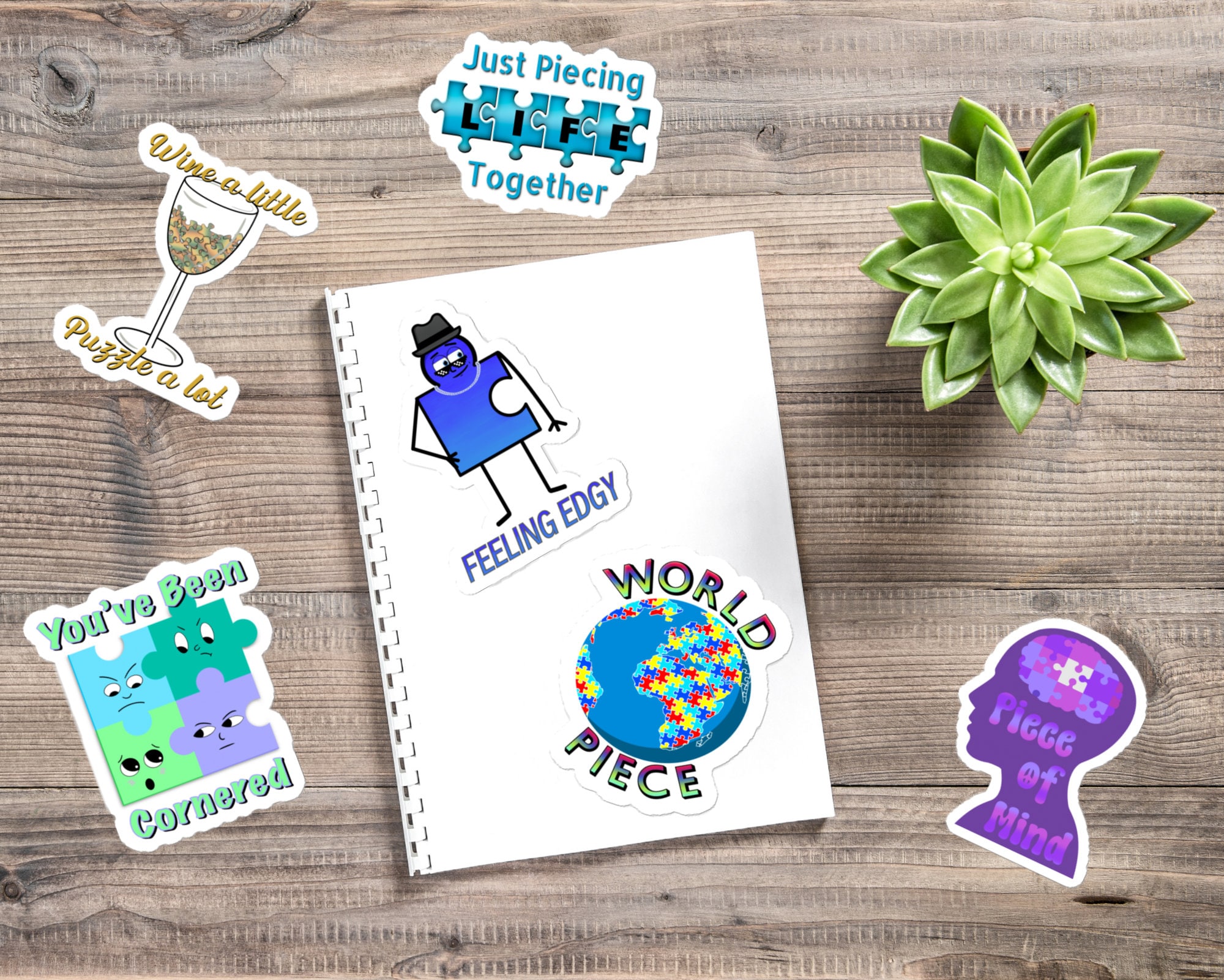 Funny Puzzle Pun Sticker 6 Pack Set of Vinyl Stickers - Etsy