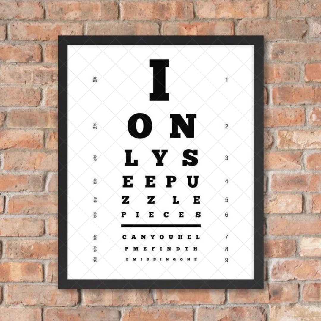 Funny Puzzle Vision Test Framed Poster: Puzzler Gift - Etsy