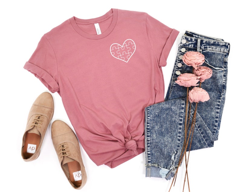 Cute Puzzle Heart Over Heart Short-sleeve T-shirt, Womens and Mens ...