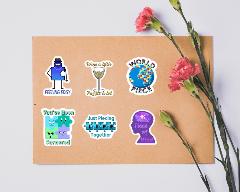 Funny Puzzle Pun Sticker 6 Pack Set of Vinyl Stickers - Etsy