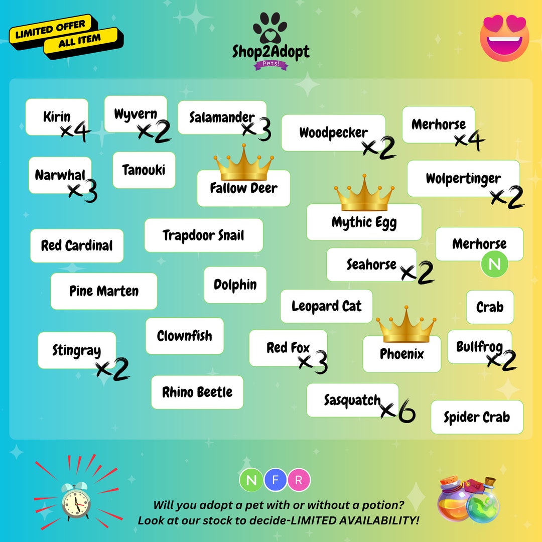 Roblox Adopt Me Pets NFR Neon Fly Ride Legendary Fast Delivery - Etsy ...