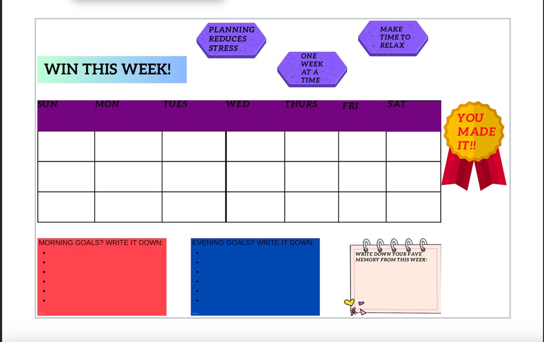 Win the Week Digital Weekly Planner - Etsy