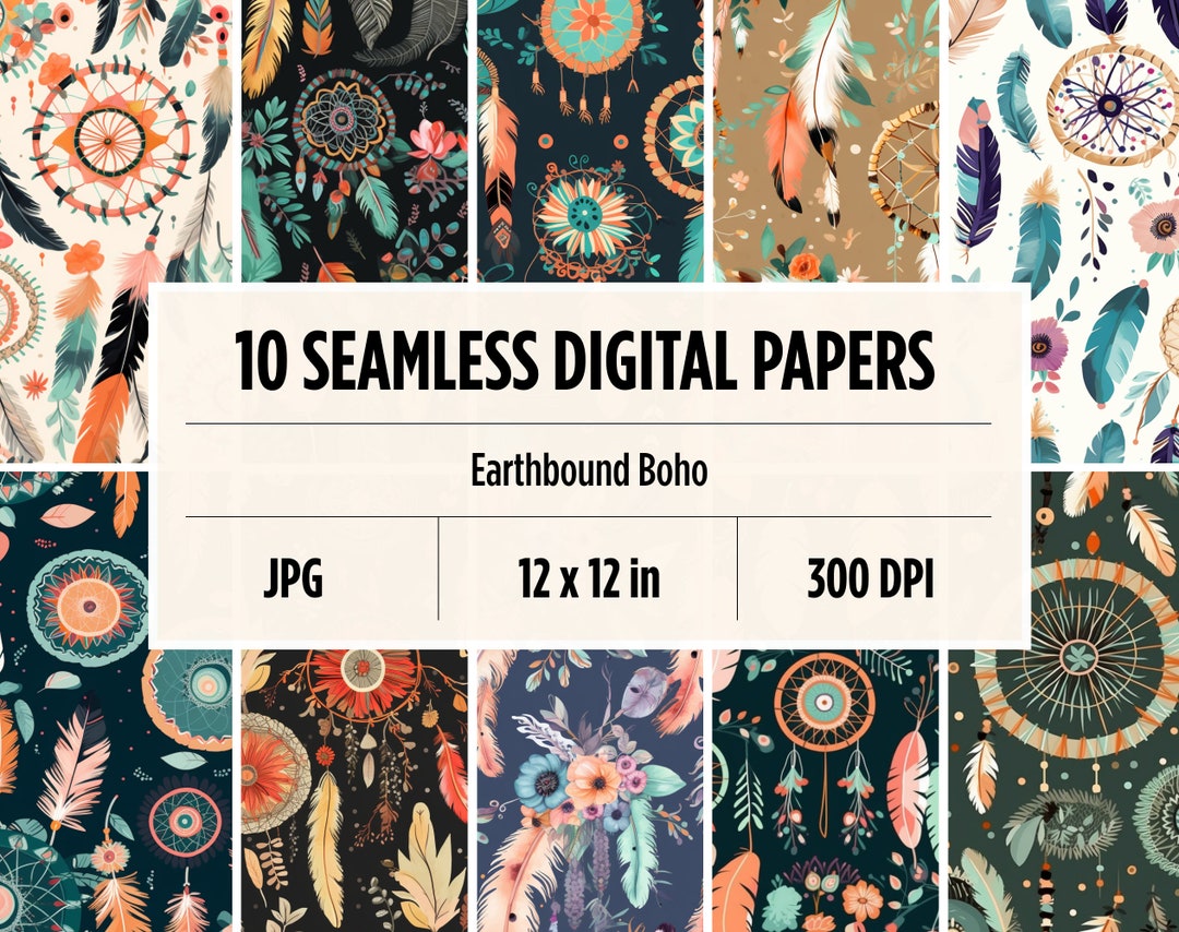 Earthbound Boho - Digital Paper Seamless Repeating Pattern - 10 Designs ...