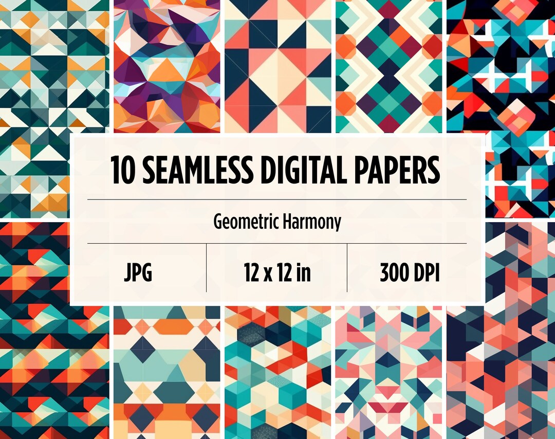 Geometric Harmony - Digital Paper Seamless Repeating Pattern - 10 ...