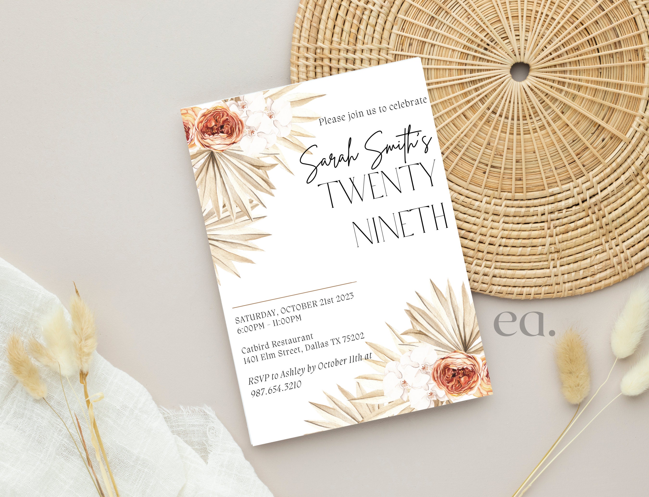 29th Birthday Invitation Printable Pink Cocktail Party Invite - Etsy