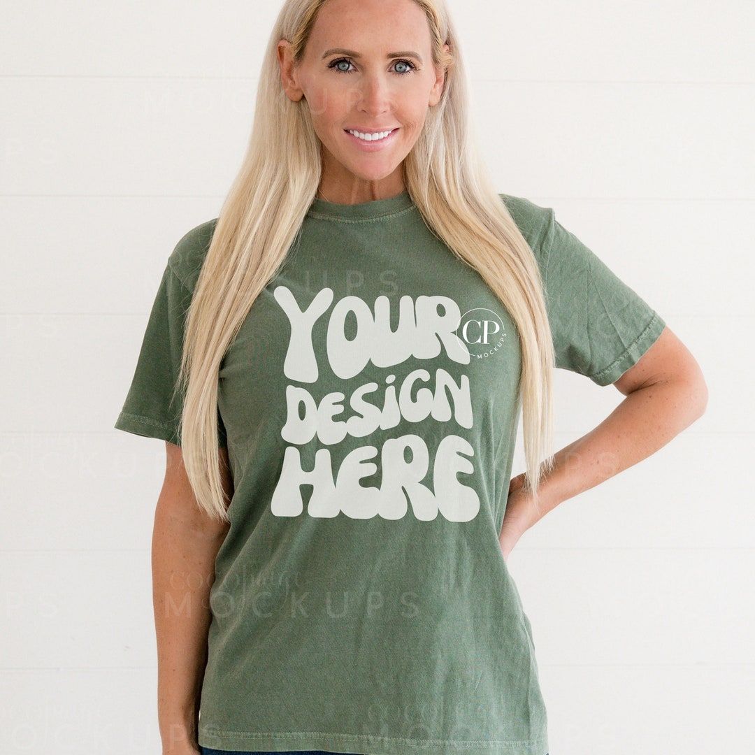 Comfort Colors C1717 Moss Shirt Mockup, Oversized Mockup, Moss Shirt ...