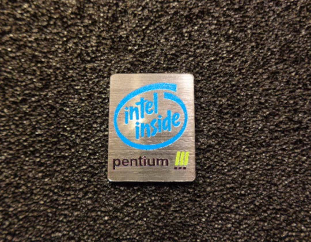 Pentium 3 Logo Emblem Badge Brushed Aluminum Adhesive 24 X 19 Mm 037c ...