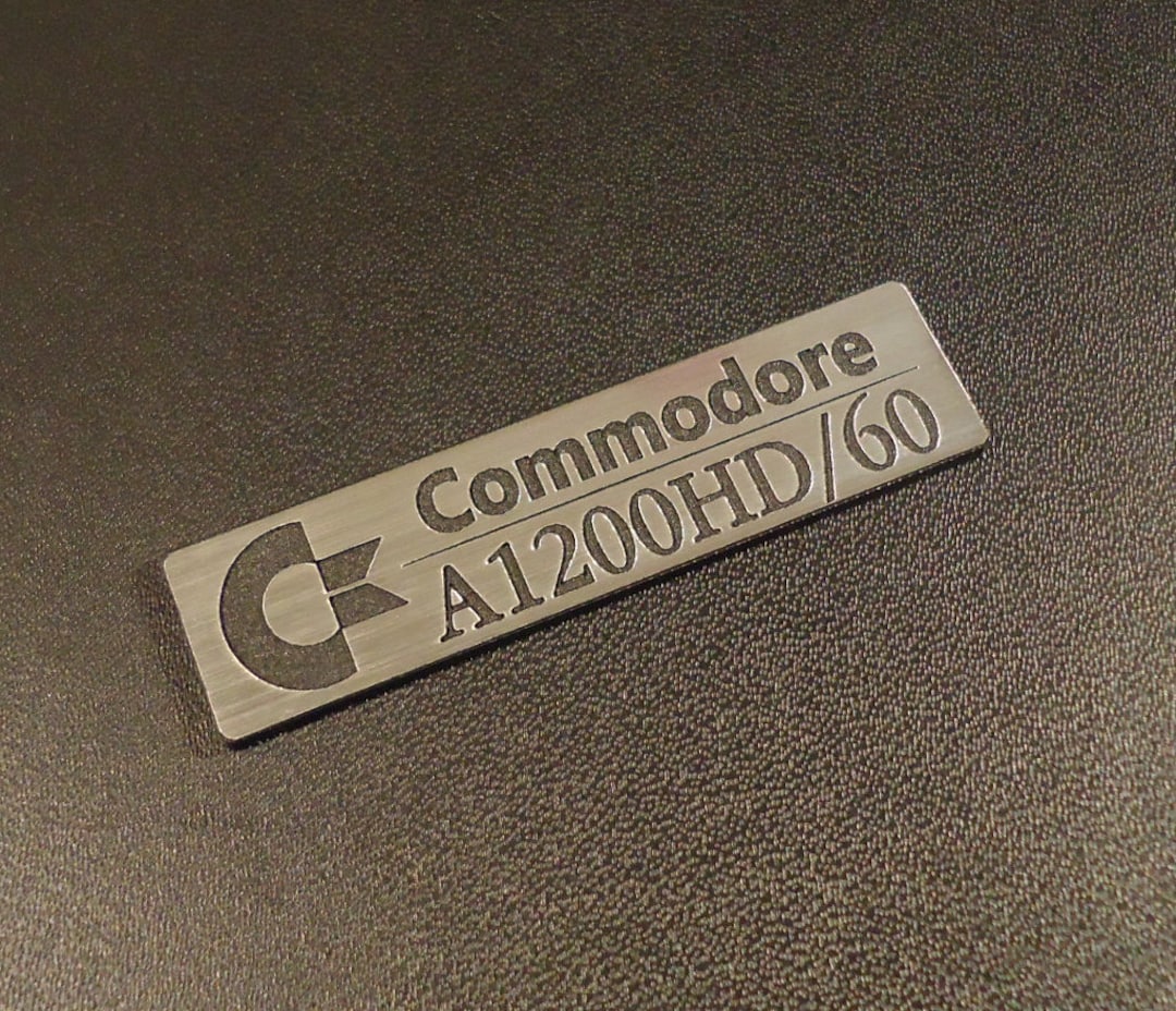 Commodore Amiga 1200 HD/60 Logo / Sticker / Badge Brushed Alu 49 X 13 ...
