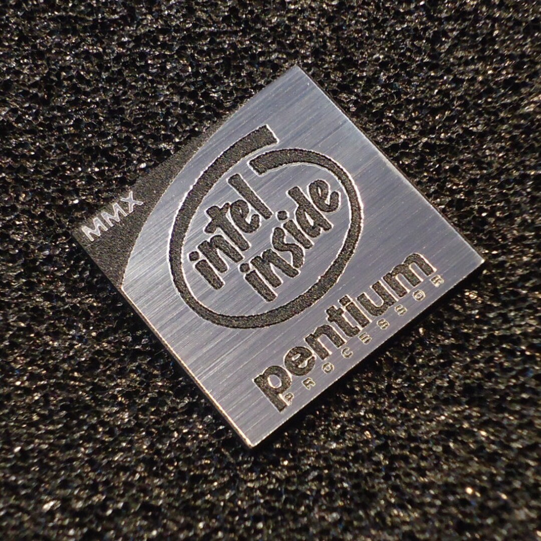 Pentium MMX Logo Emblem Badge Brushed Aluminum Adhesive 25 X 25 Mm 419b ...