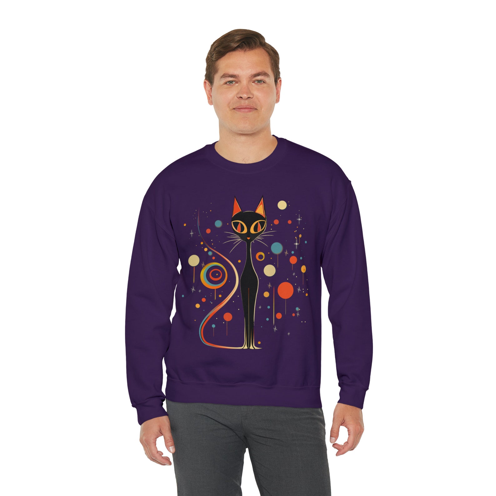MOD Cat Shirt, Mid Century Modern Atomic Cat Sweatshirt, Atomic MCM Cat ...
