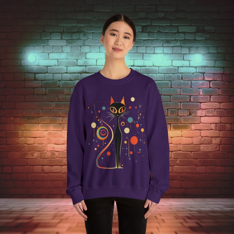 MOD Cat Shirt, Mid Century Modern Atomic Cat Sweatshirt, Atomic MCM Cat ...