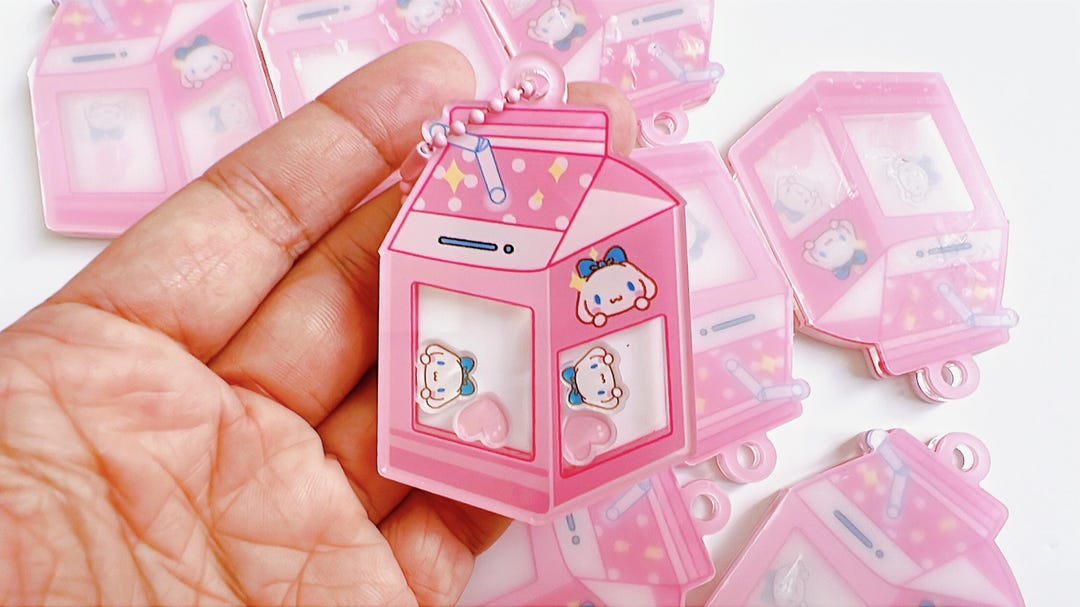 Cinna Milk Carton Acrylic Shaker Charm | Strawberry Milk Carton Acrylic ...