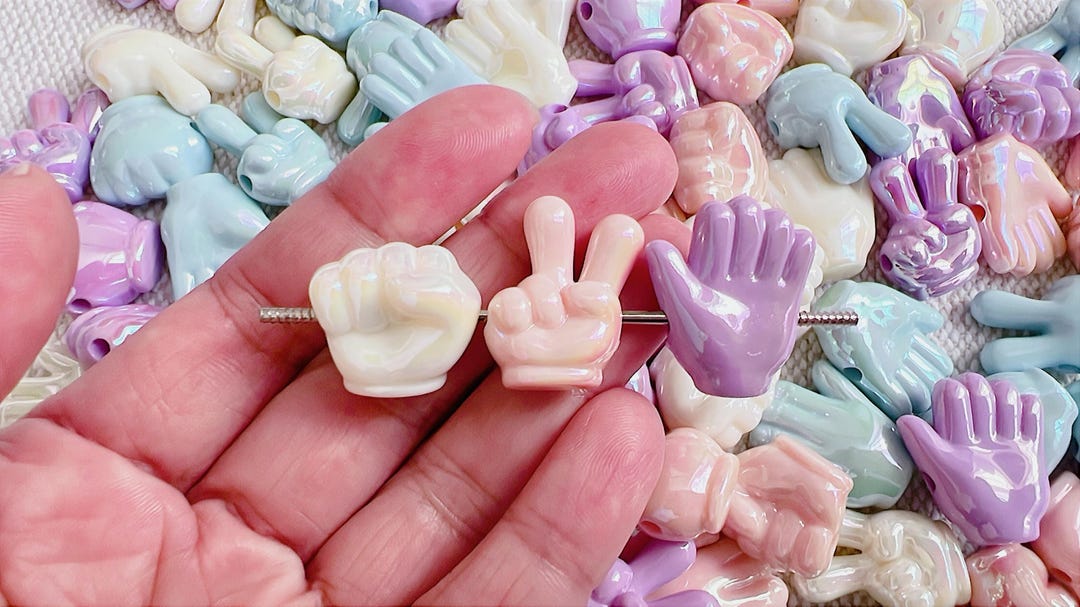 Rock, Paper, Scissors Game Beads | Side-drilled Charms for Keychain DIY ...