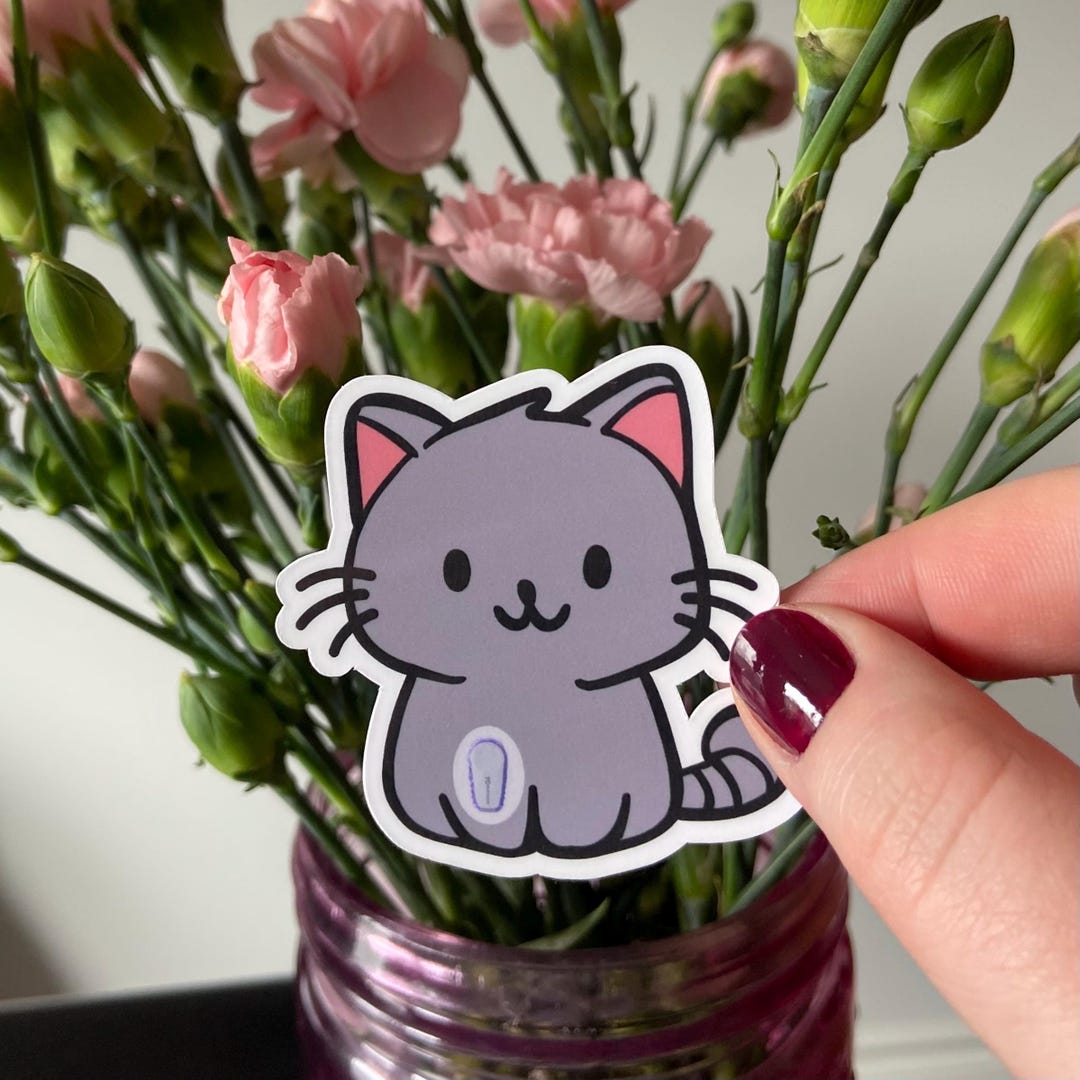 Cat With Dexcom G6 Sticker - Cute, Diabetes Awareness, Support ...