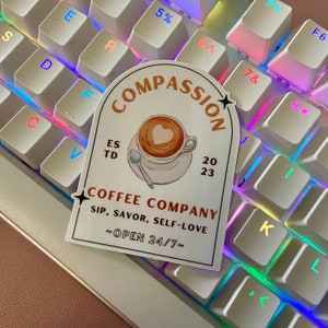Compassion Coffee Shop Logo Sticker Handmade, OCD, Mental Health ...