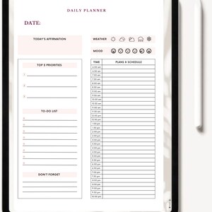 Digital Daily Planner, Printable Daily Planner, Daily Planner ...
